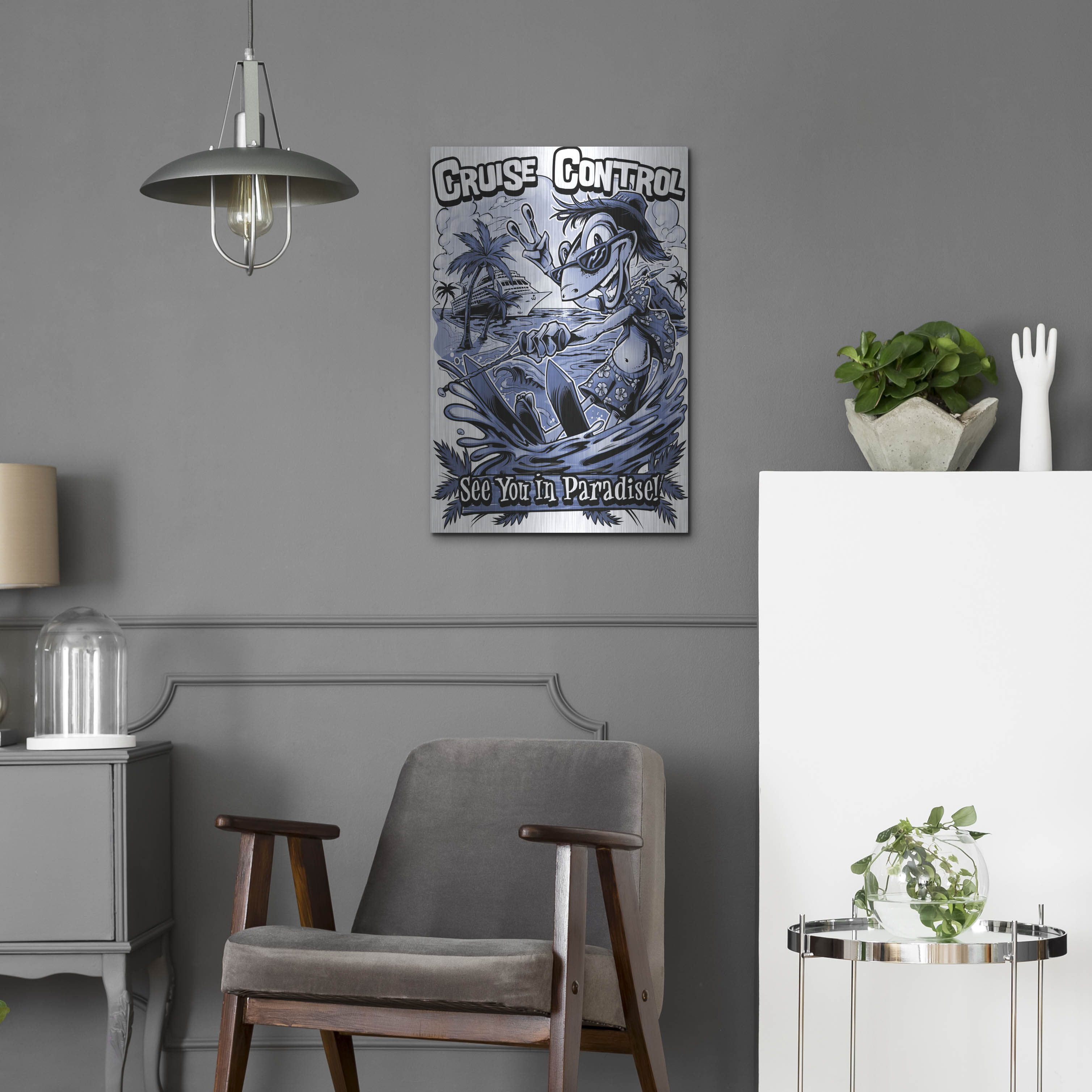 Trinx 'Gecko Water Skiing' by Flyland Designs, Metal Wall Art, 16"x24" - Wayfair Canada